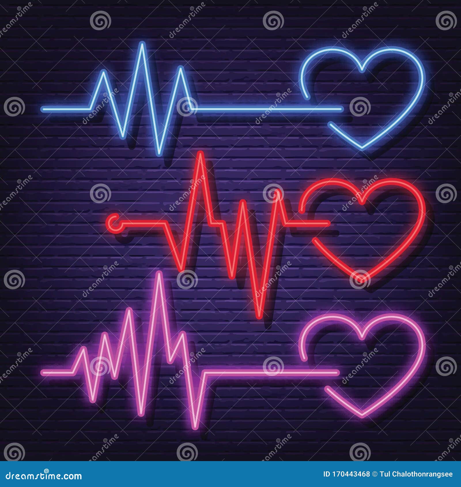 Heart Pulse Rate Neon Signboard Stock Vector - Illustration of graphic ...