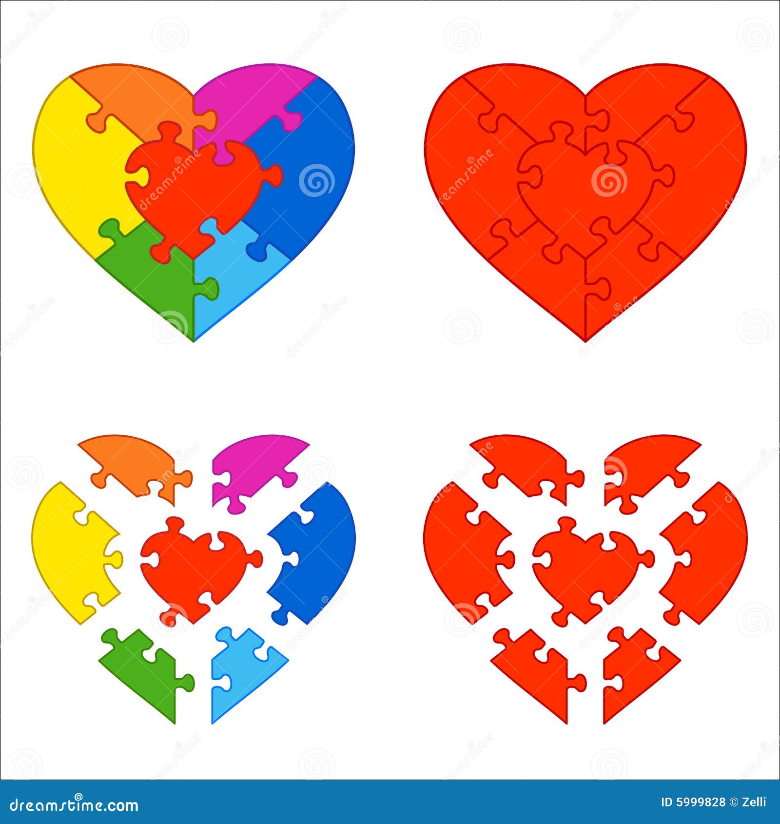 Heart puzzle stock vector. Illustration of group, games - 5999828