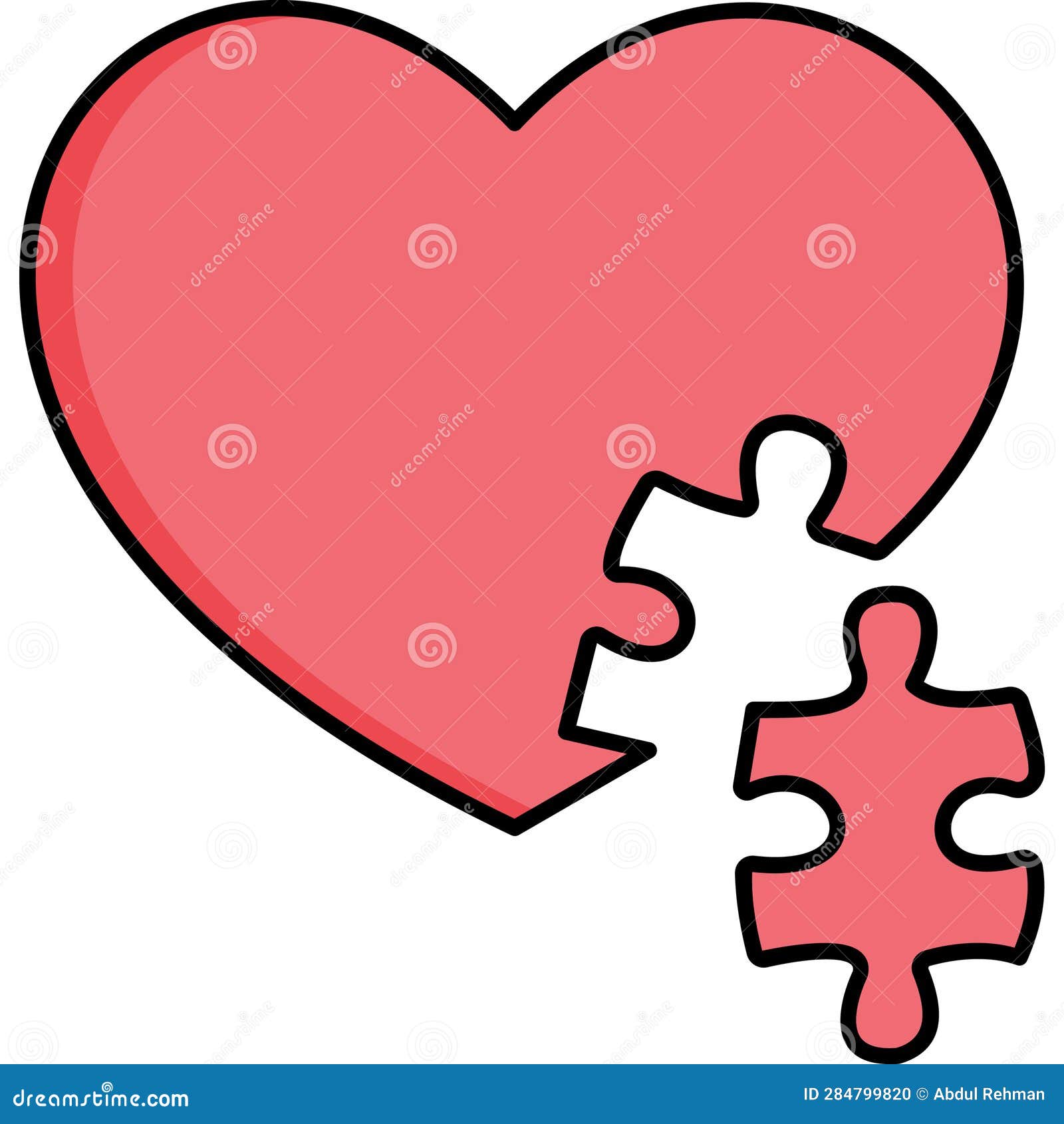 Heart Puzzle Outline with Colours Fill Vector Icon that Can Easily Edit ...