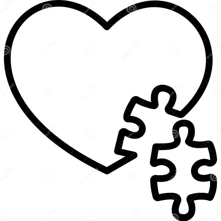 Heart Puzzle Outline Vector Icon that Can Easily Edit or Modify . Stock ...