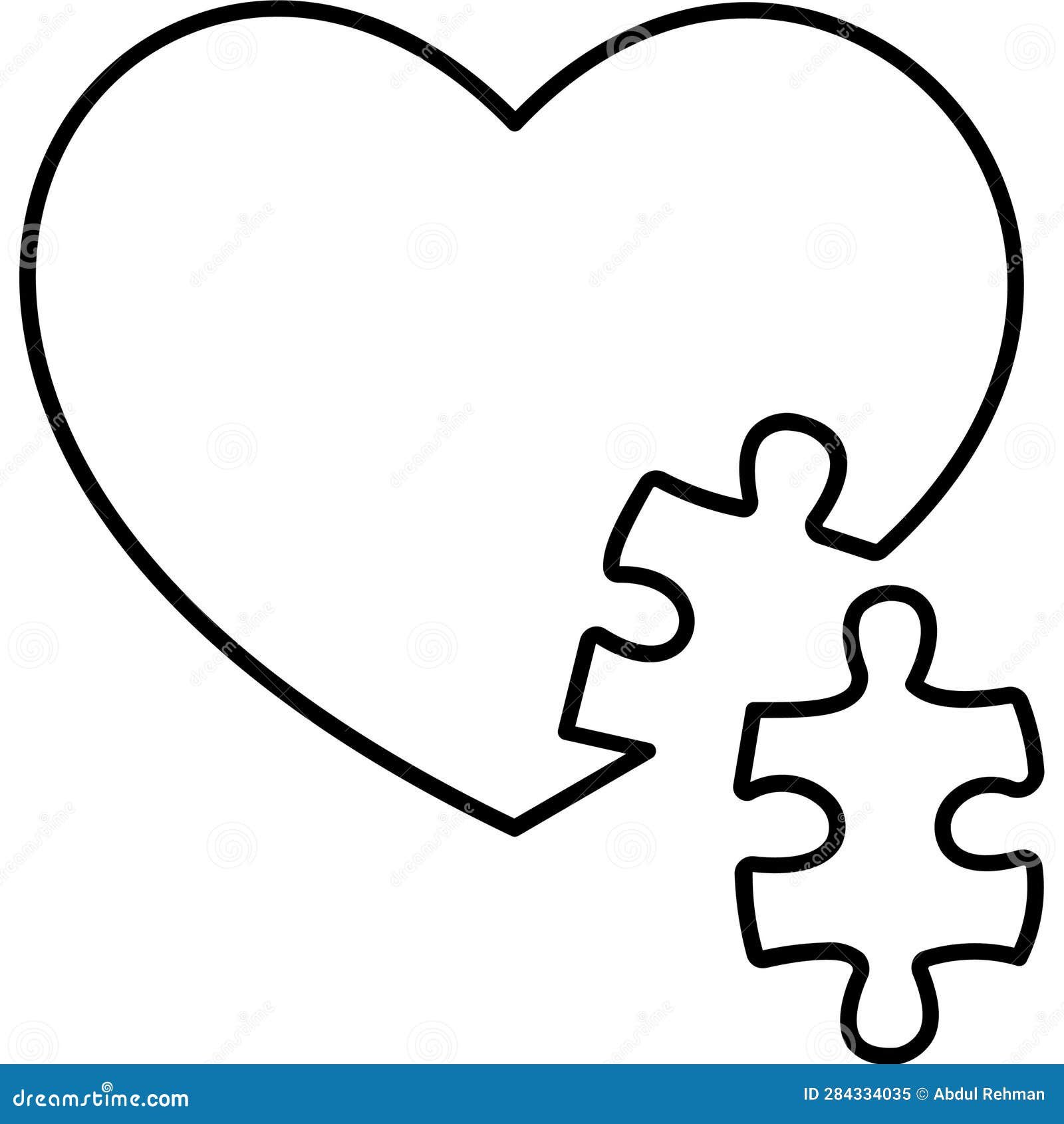 Heart Puzzle Outline Vector Icon that Can Easily Edit or Modify ...