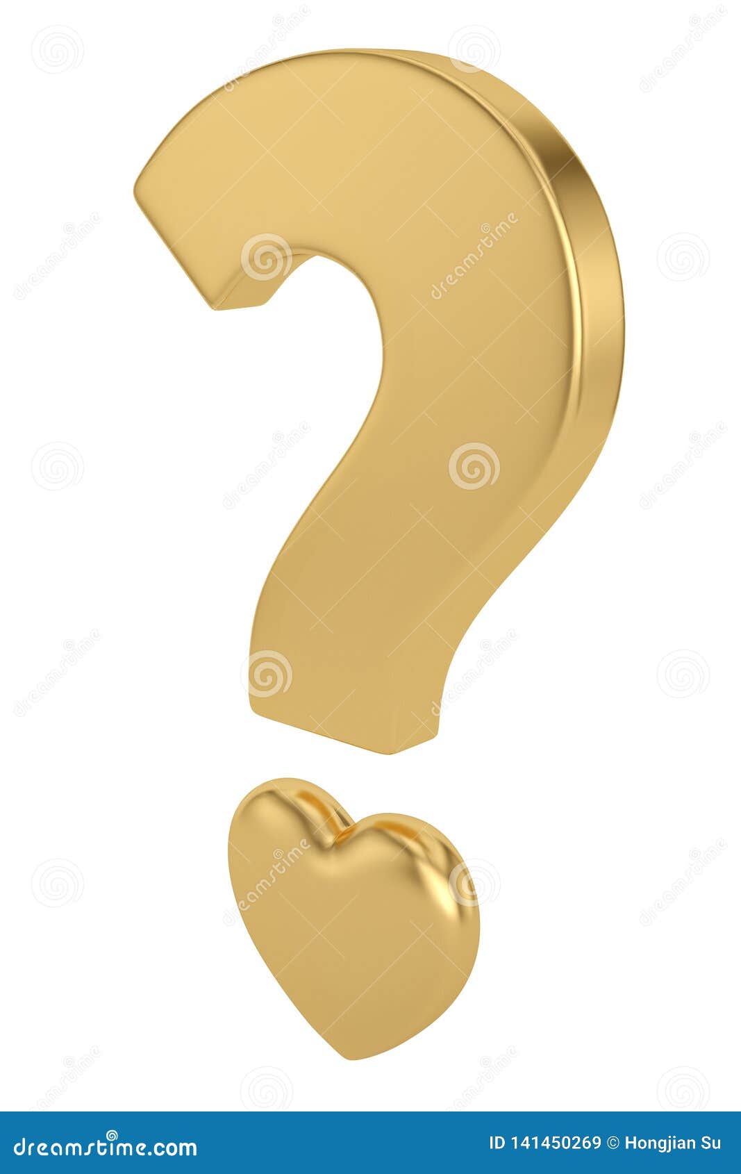 Heart and Question Mark Isolated on White Background 3D Illustration ...