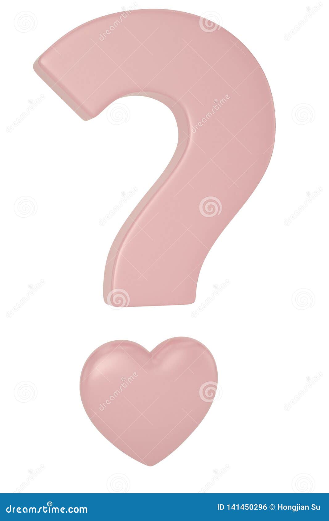 Heart and Question Mark Isolated on White Background 3D Illustration ...