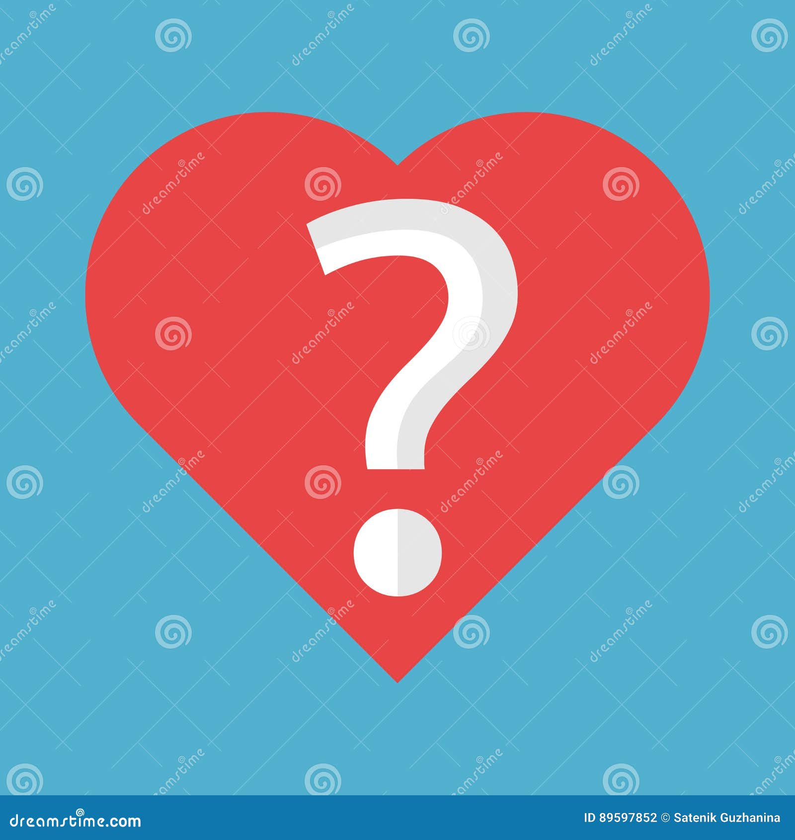 Heart with question mark stock vector. Illustration of heart - 89597852