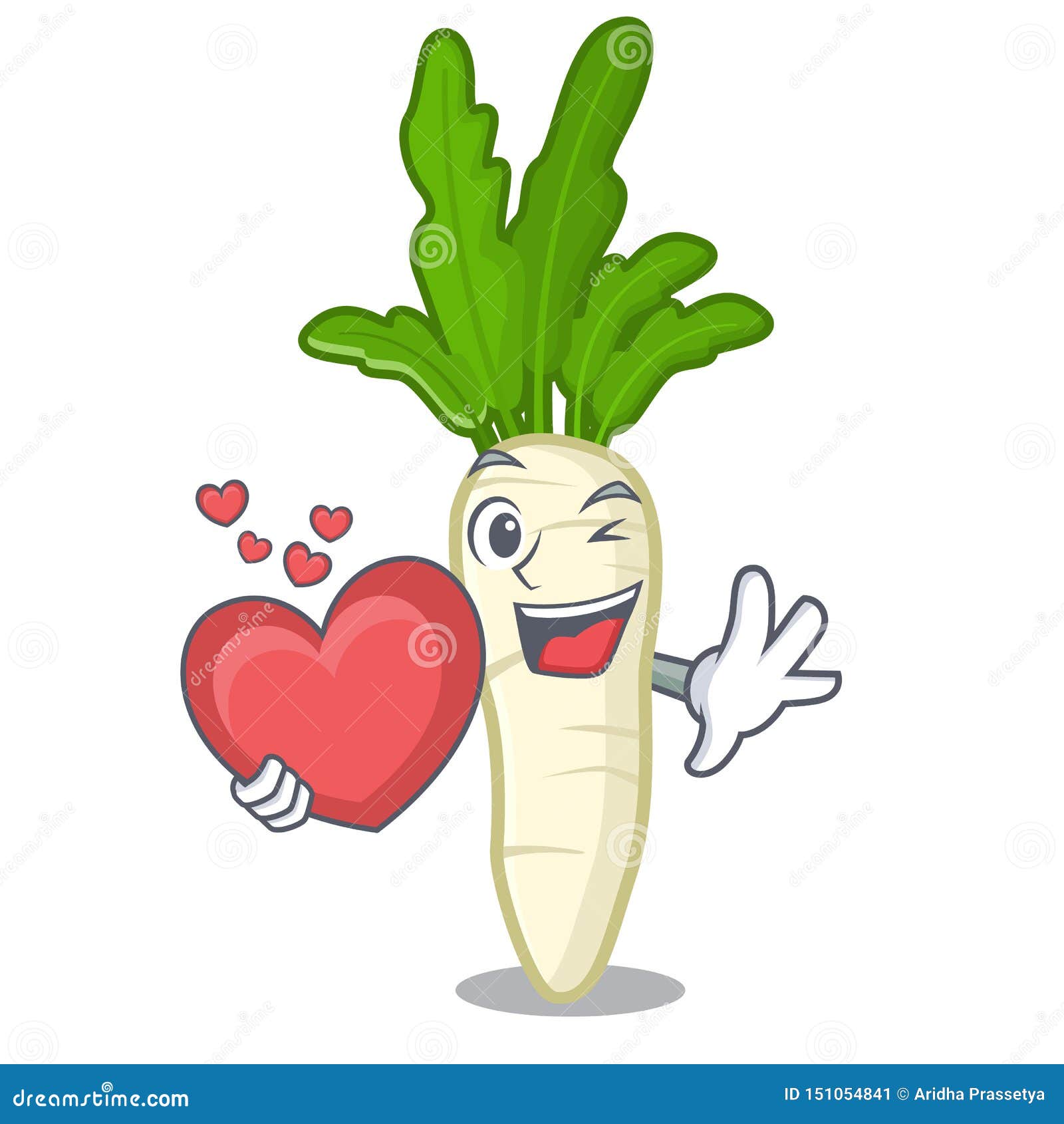 With Heart Radish White in a Cartoon Basket Stock Vector - Illustration ...