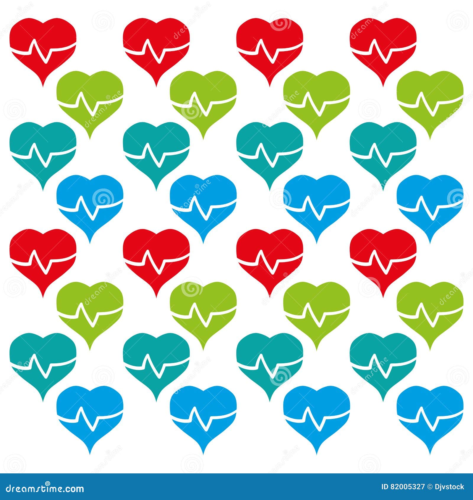 Heart Rate Colored Design Seamless Pattern Stock Vector - Illustration ...