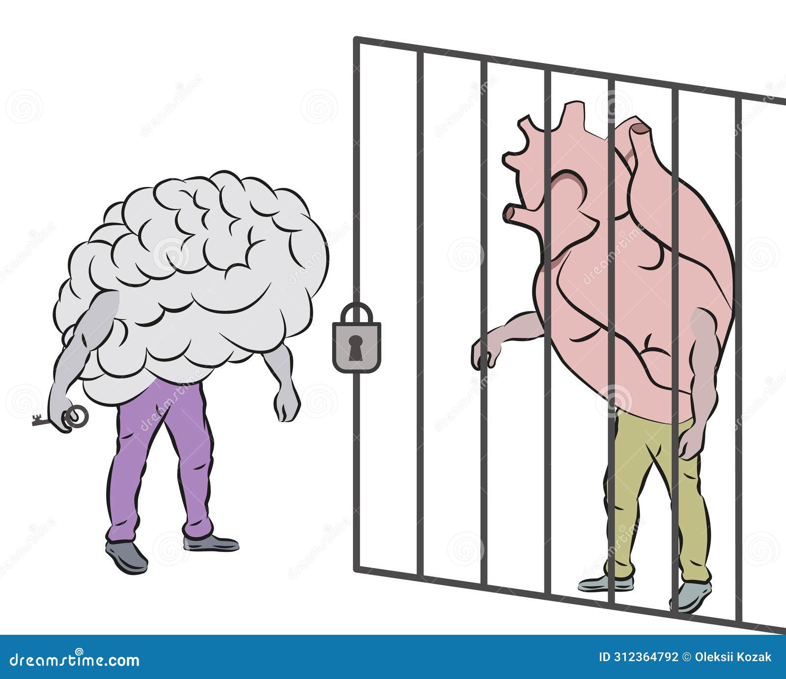 Heart and Rational Mind. the Mind Closed the Heart Behind Bars Stock ...