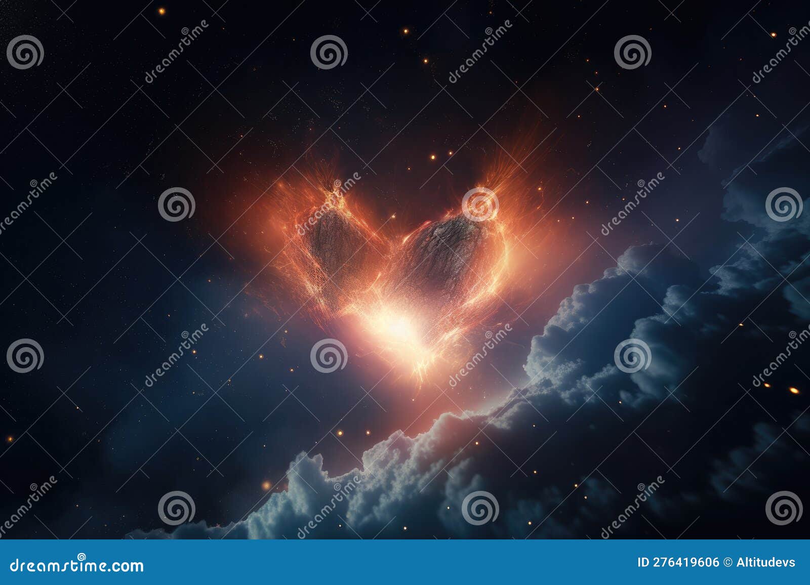 Heart, with Rays of Light Shining through Clouds of Nebula Dust and Gas ...