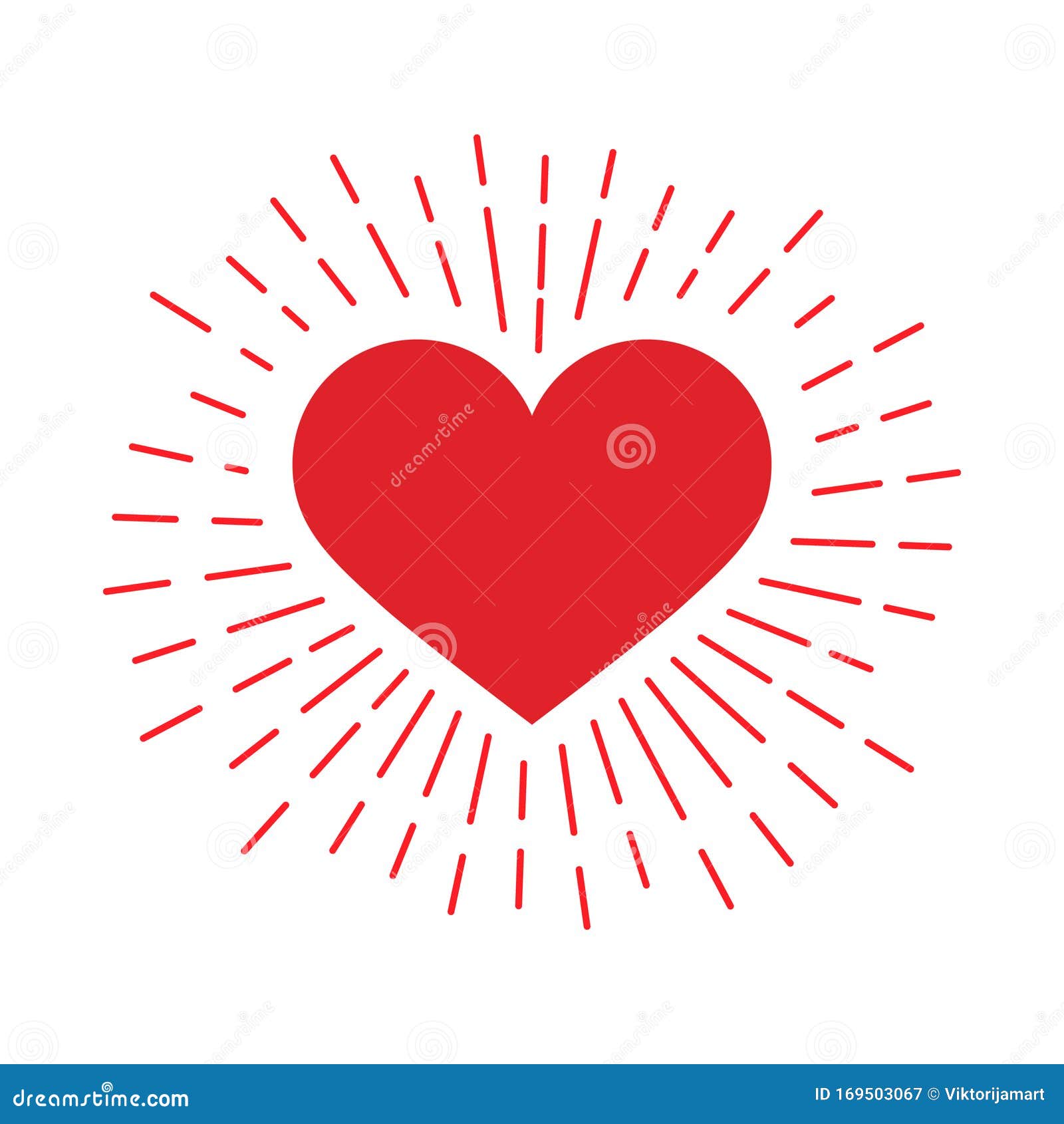 Heart with Rays. Vector Icon. Stock Vector - Illustration of romance ...
