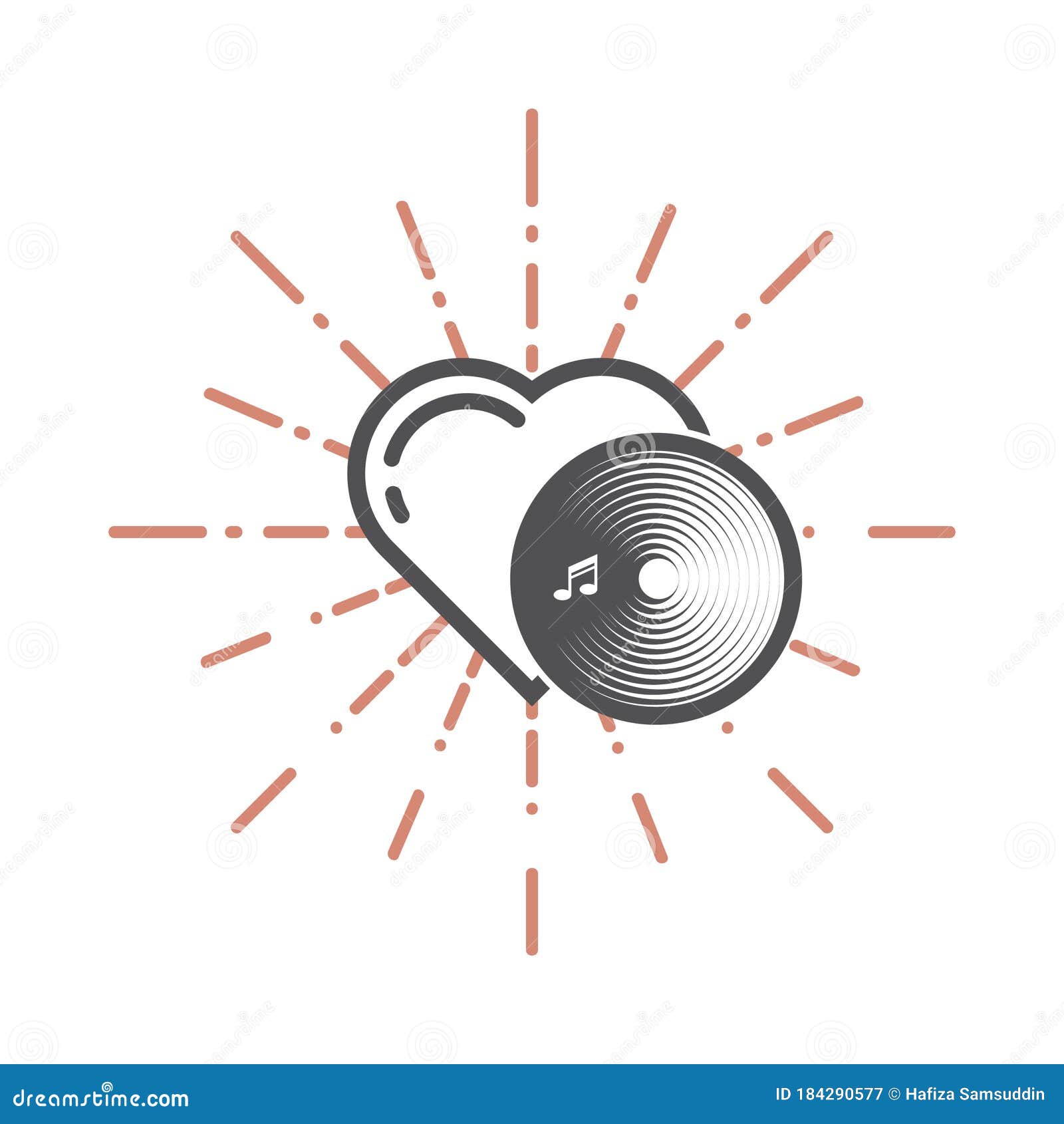 A Heart and a Record Disc Illustration. Stock Vector - Illustration of ...