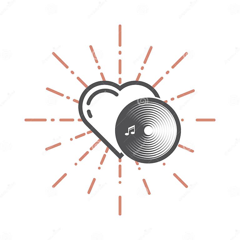 A Heart and a Record Disc Illustration. Stock Vector - Illustration of ...