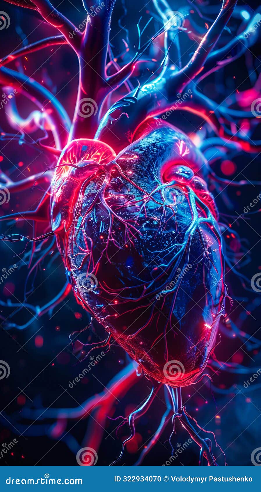 A Heart with Red and Blue Veins Stock Photo - Image of generated, tree ...