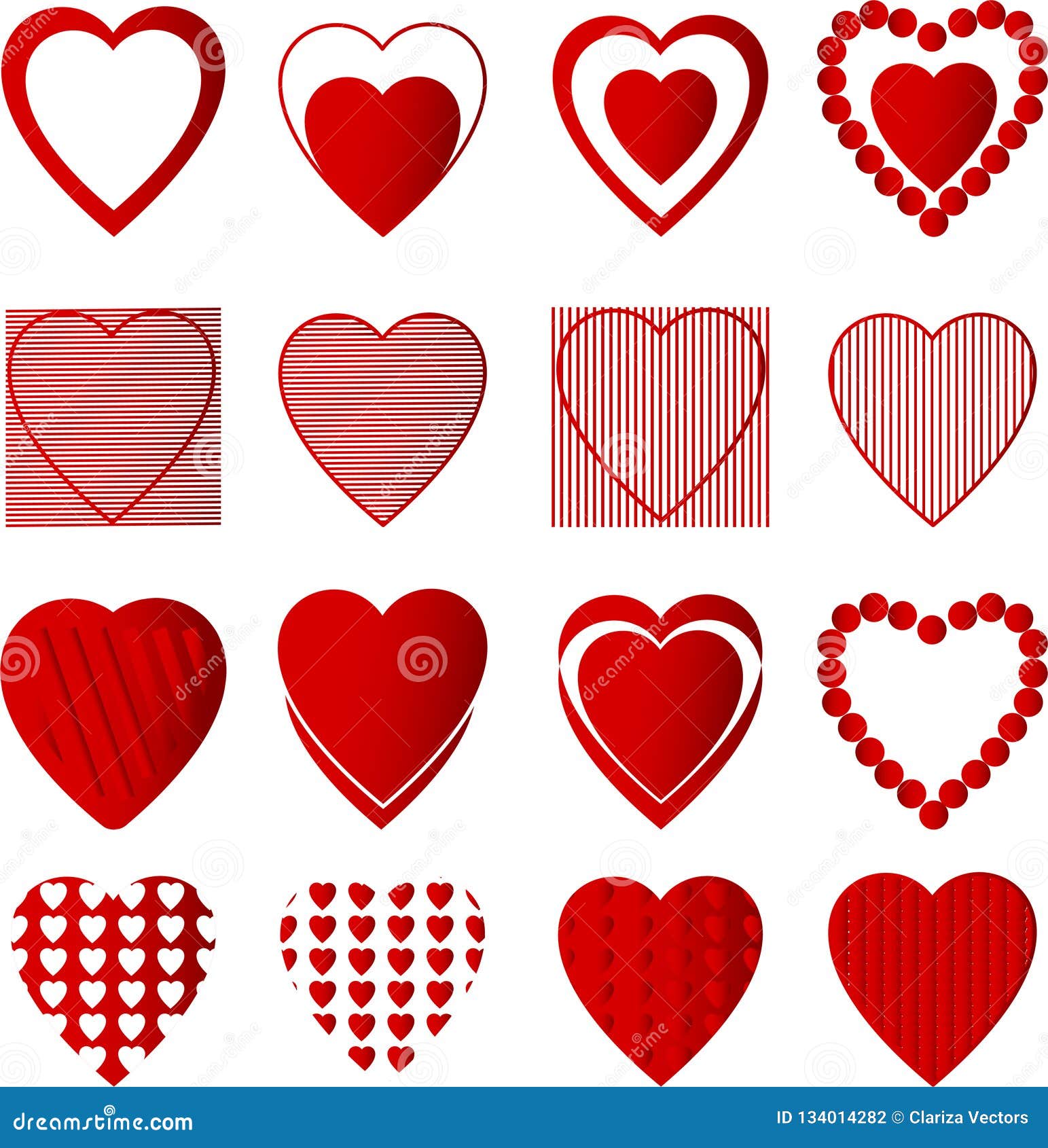 Heart Red Color Set in White Background Stock Vector - Illustration of ...