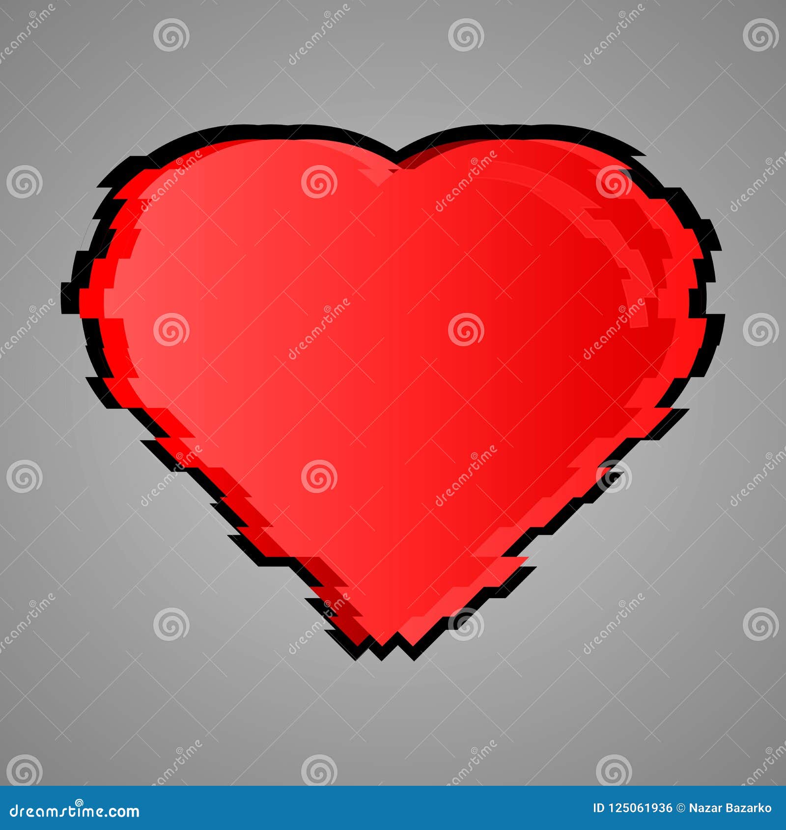 The Heart is Red. Glitch Design Vector Stock Illustration ...