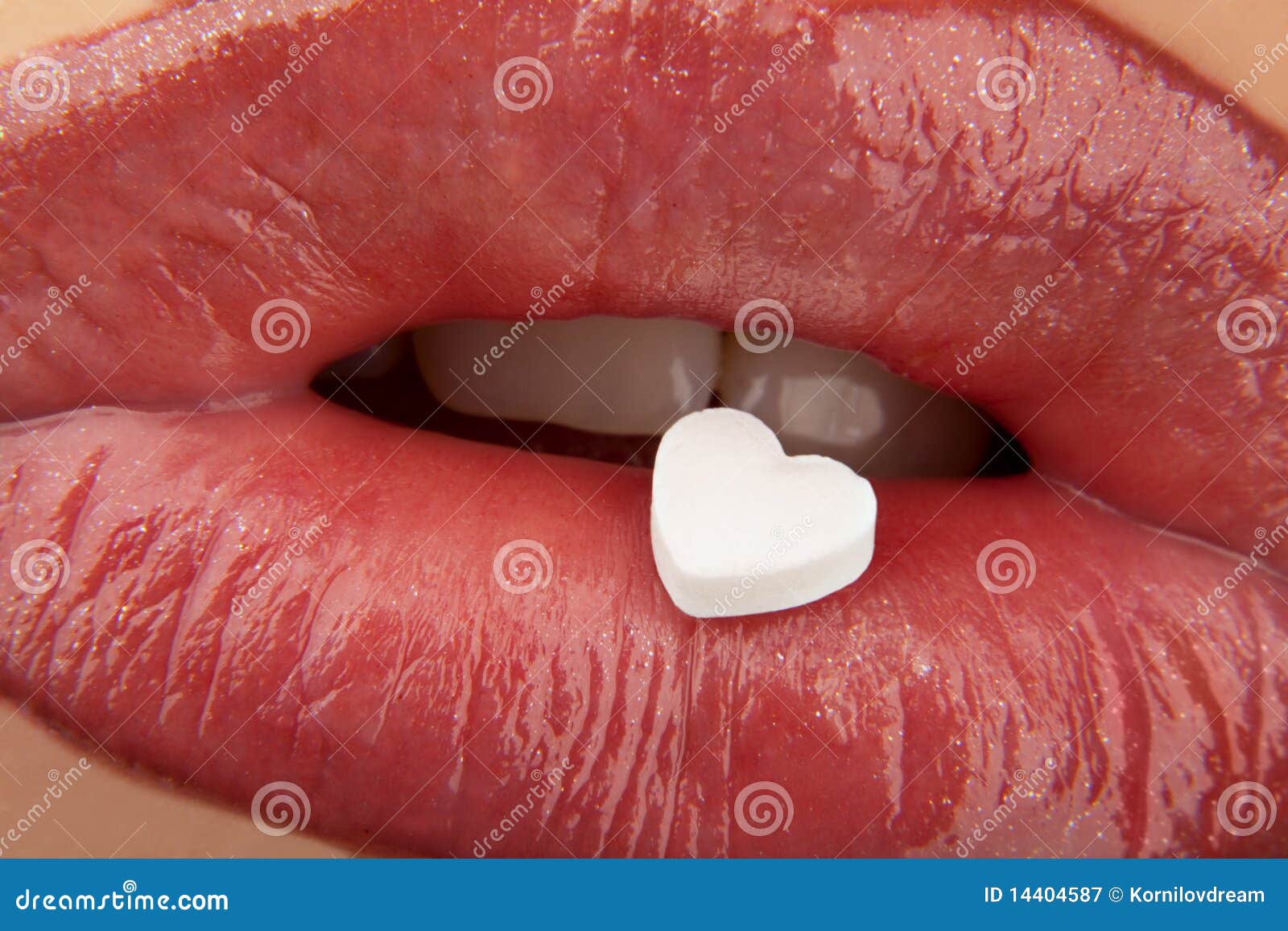 Heart on red lips stock image. Image of lips, potion - 14404587