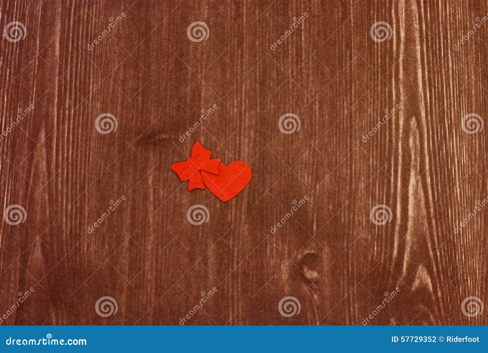 Heart and Red Loop Over Wood Texture Stock Photo - Image of holiday ...