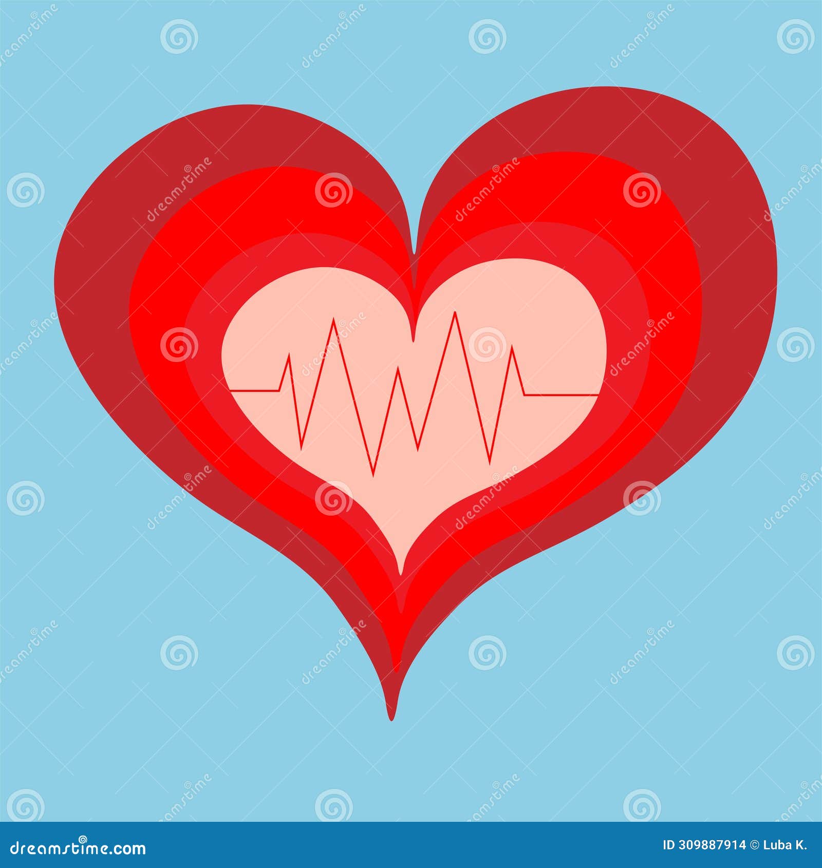 A Heart With A Red Pulse Line Heartbeat Or Cardiogram For Healthy Care