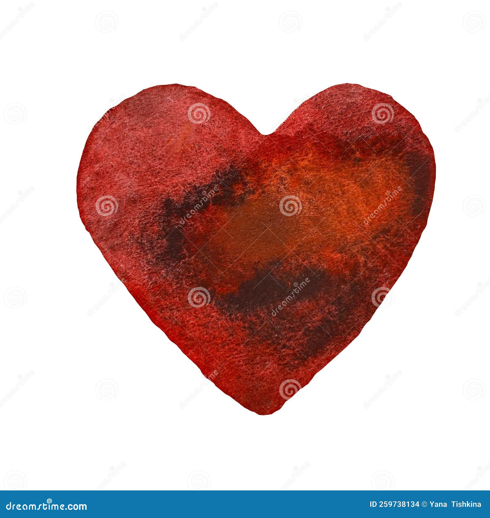 Heart Red Wet Watercolor Illustration Hand Drawn Stock Illustration