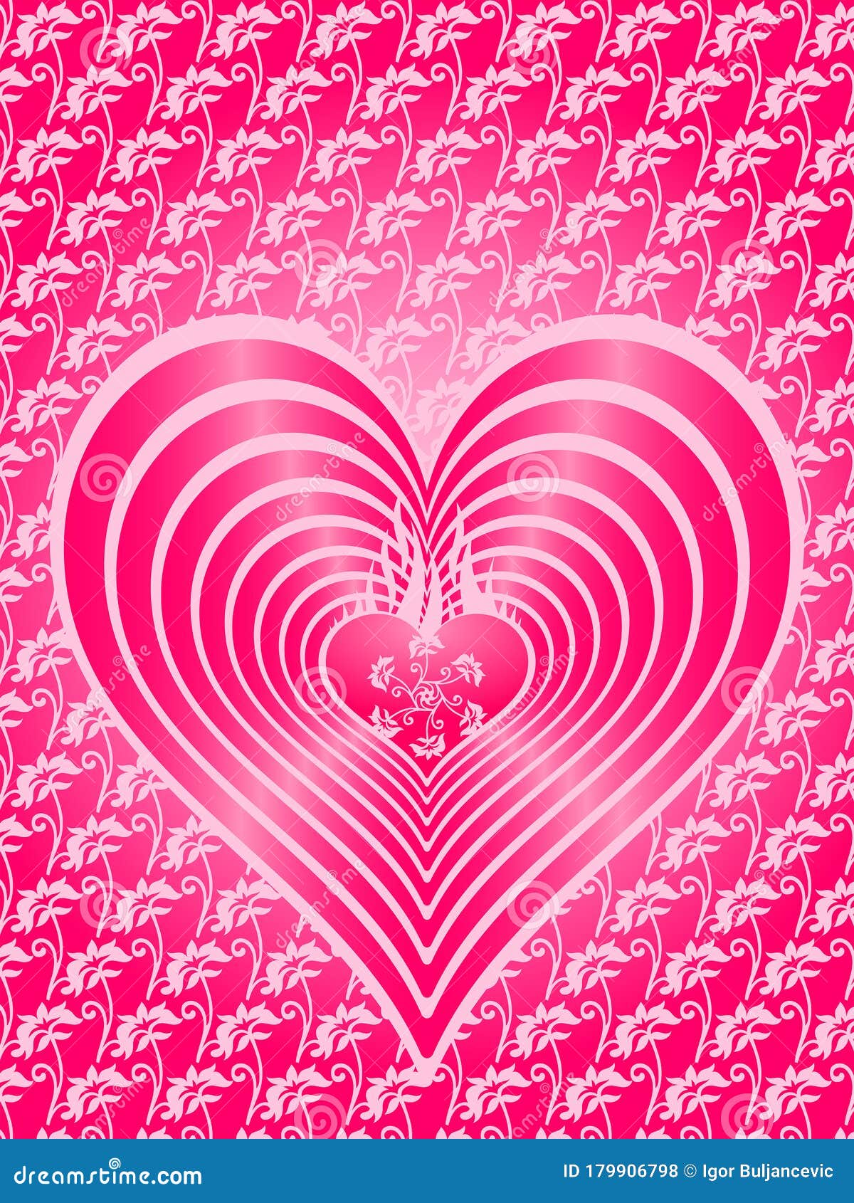 Vector Heart in Flames. Pink Vector Heart Reflection and Pattern ...