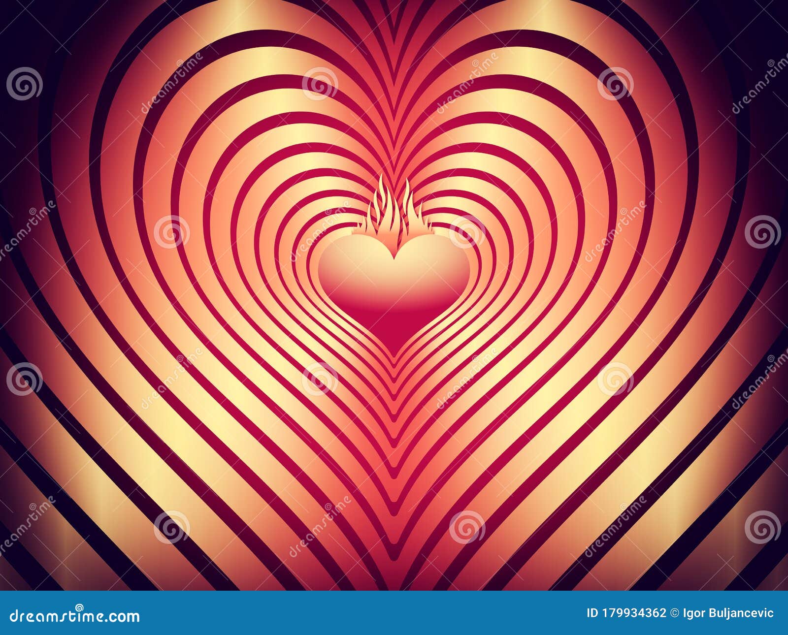 Abstract Heart in Flames. Colorful Heart Reflection and Illustration ...