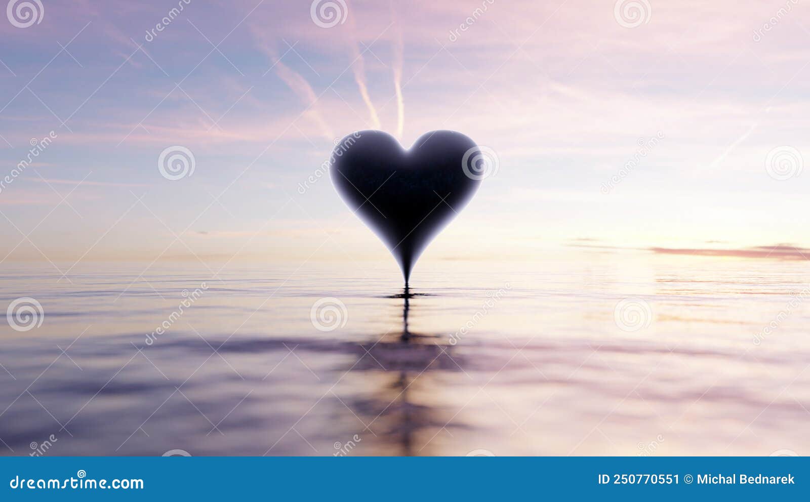 Heart Reflection in Water at Sunset. Valentines Day Stock Image - Image ...