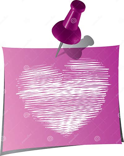 Heart on the reminder note stock vector. Illustration of message - 7749521