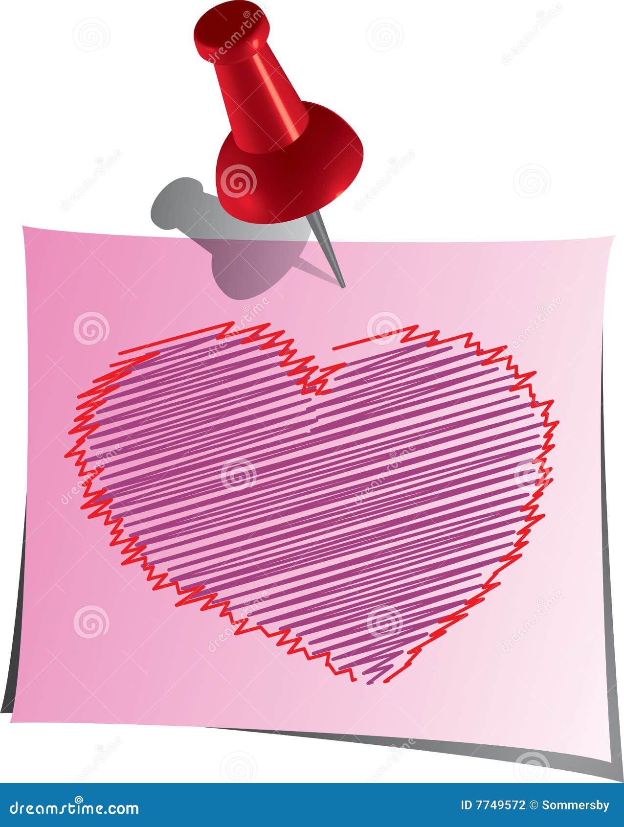 Heart on the reminder note stock vector. Illustration of isolated - 7749572