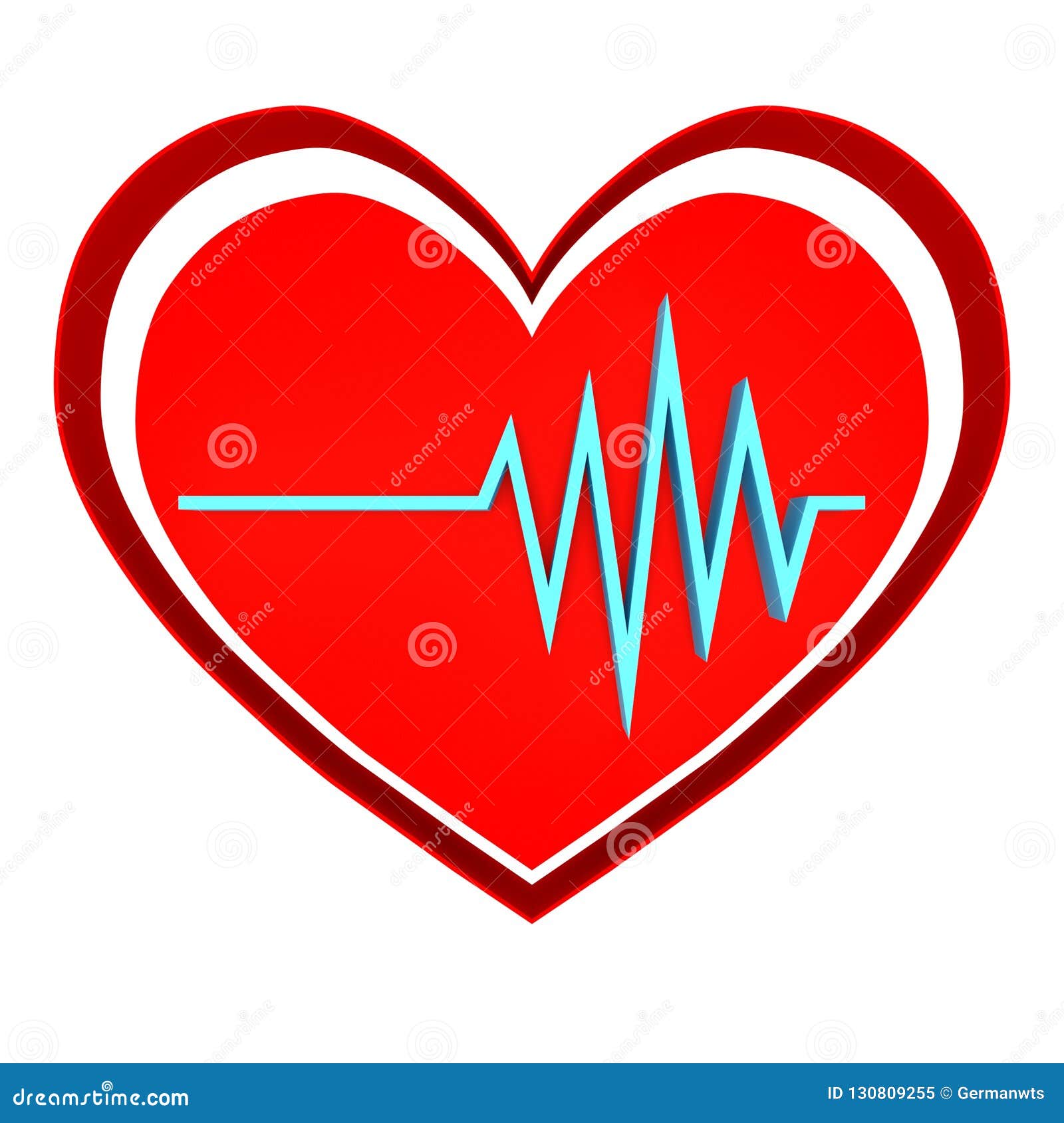 Heart Rhythm Logo. Pulse Simbol - 3D Render Stock Illustration ...