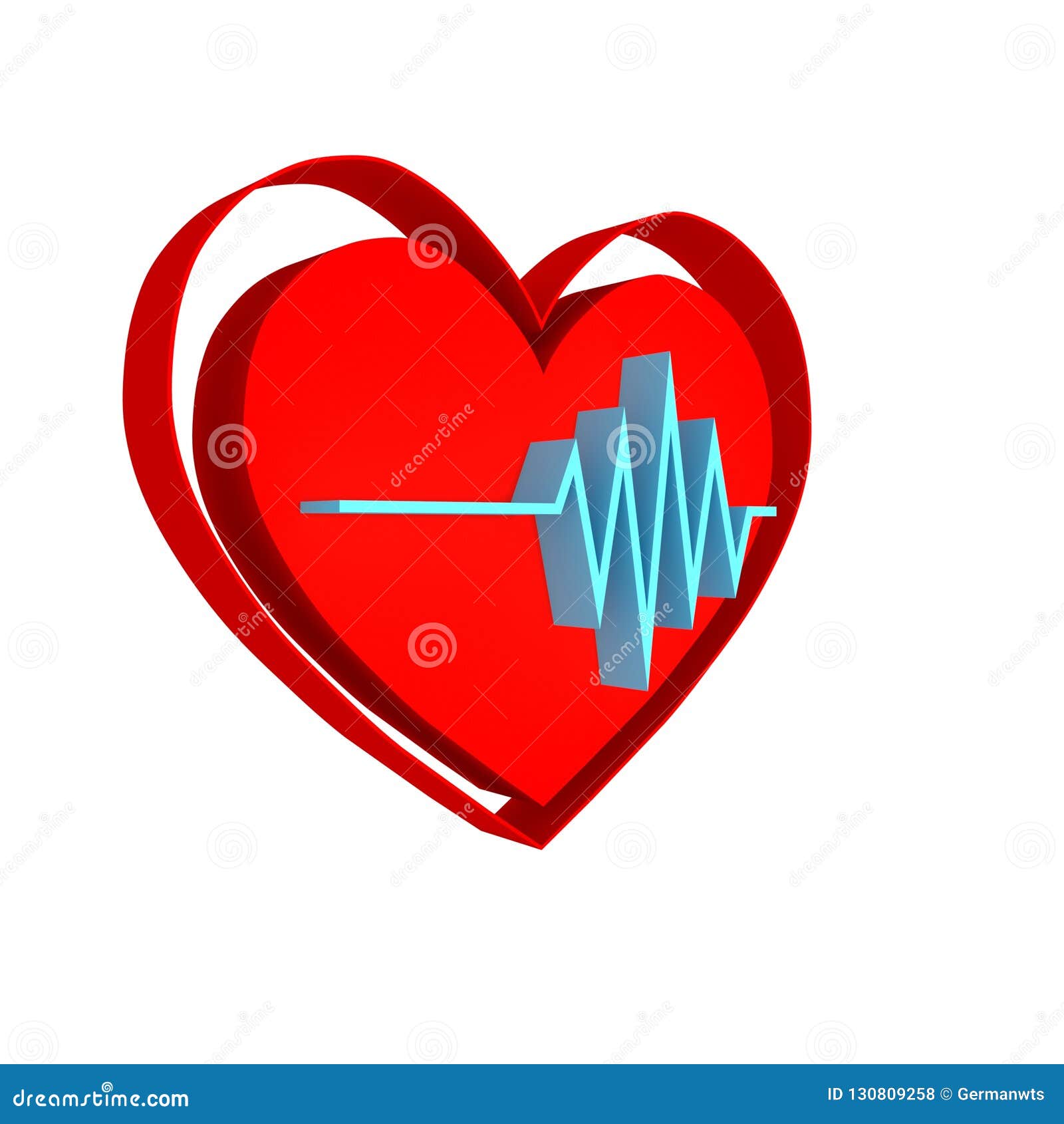 Heart Rhythm Logo. Pulse Simbol - 3D Render Stock Photo | CartoonDealer ...