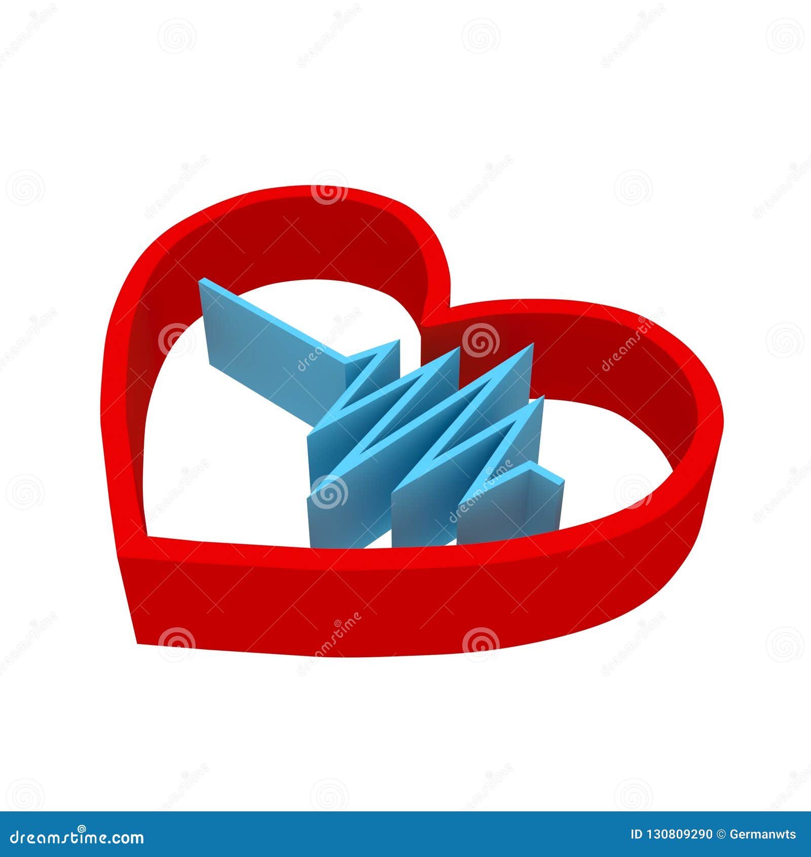 Heart Rhythm Logo. Pulse Simbol - 3D Render Stock Illustration ...