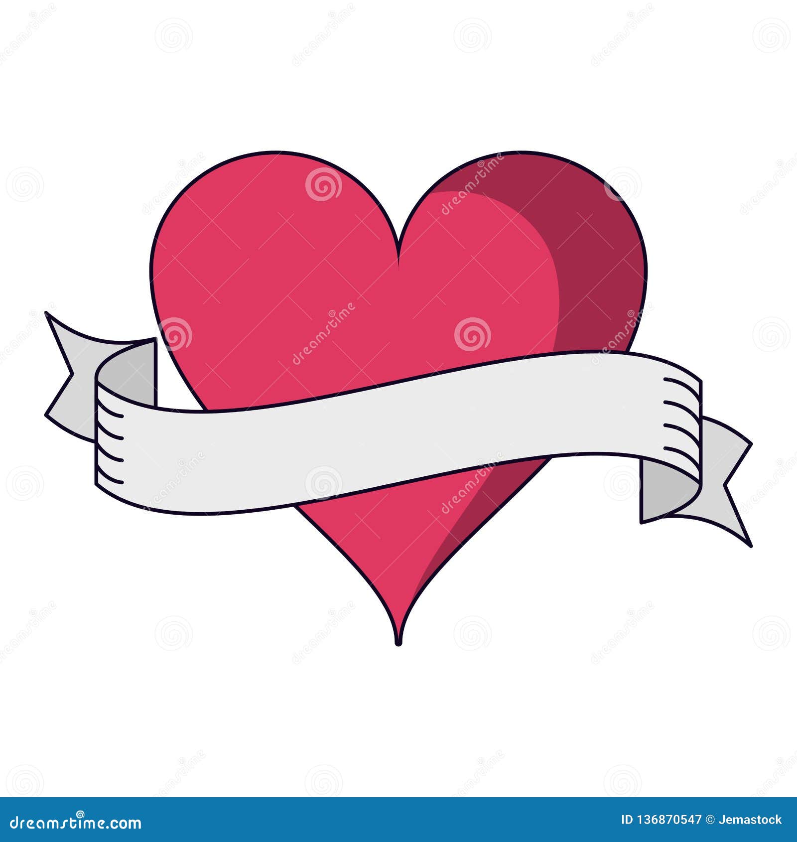 Heart with ribbon banner stock vector. Illustration of marriage - 136870547