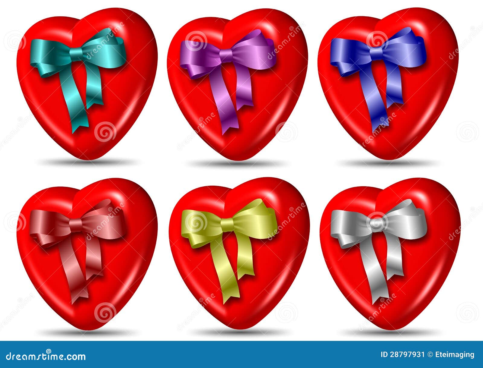 Heart and Ribbon Collection Stock Illustration - Illustration of colors ...