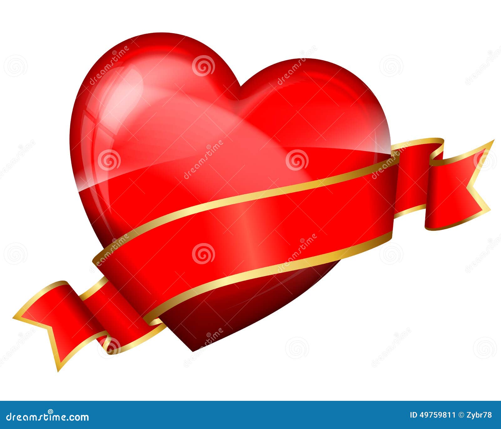 Heart with ribbon stock vector. Illustration of gold - 49759811