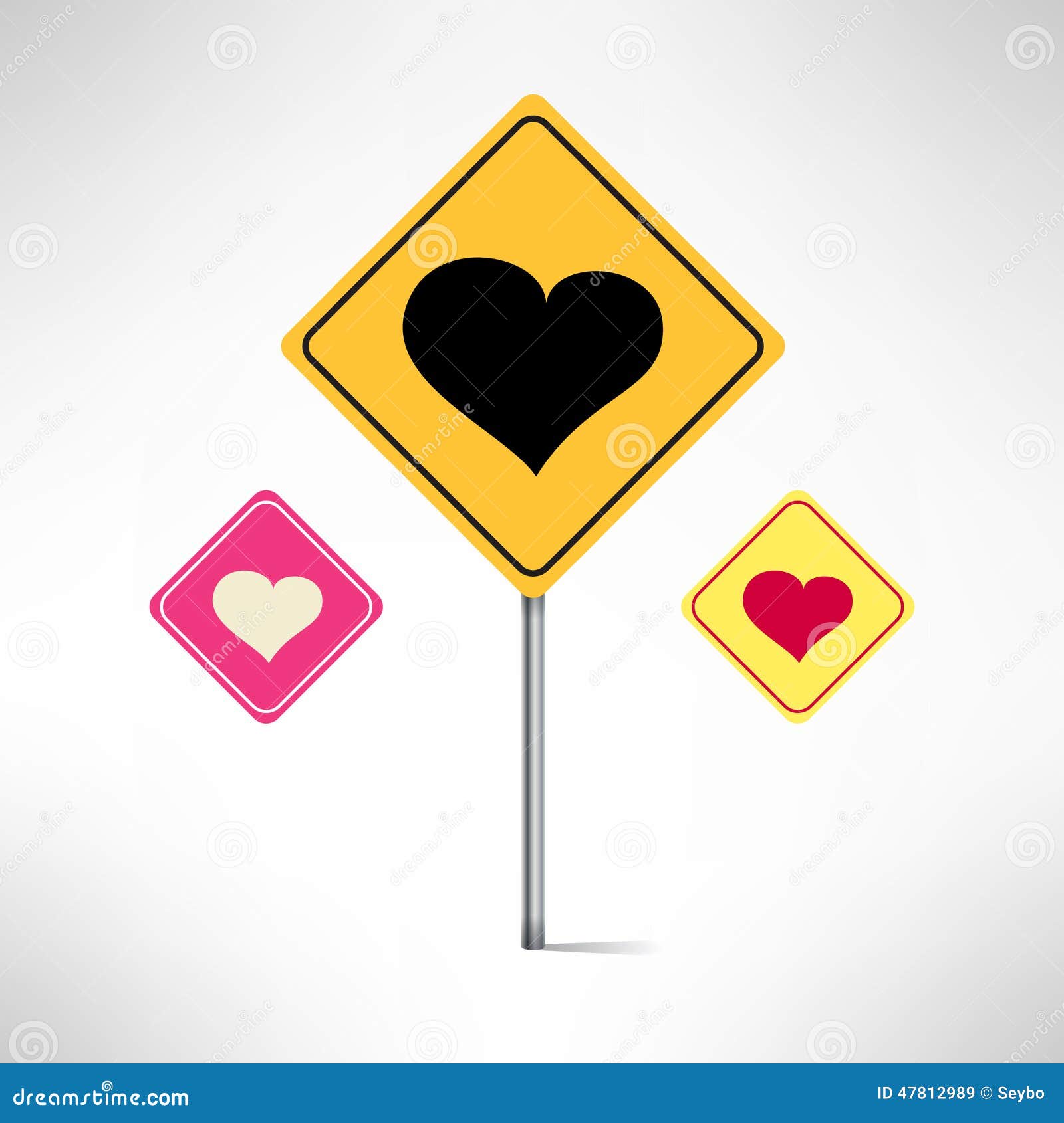 Heart Road Signs Set. Love Warning Stock Vector - Illustration of pass ...