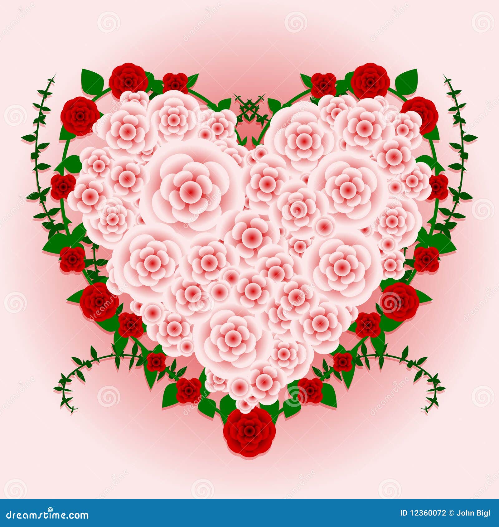 Heart rose bouquet stock vector. Illustration of wedding - 12360072