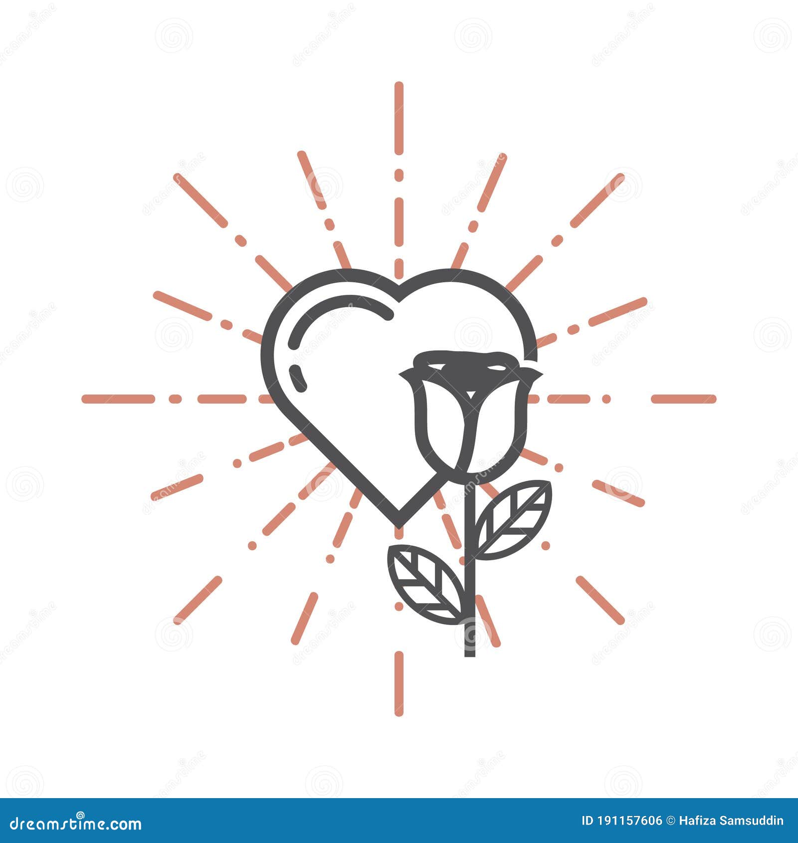 Heart and a Rose. Vector Illustration Decorative Design Stock Vector ...