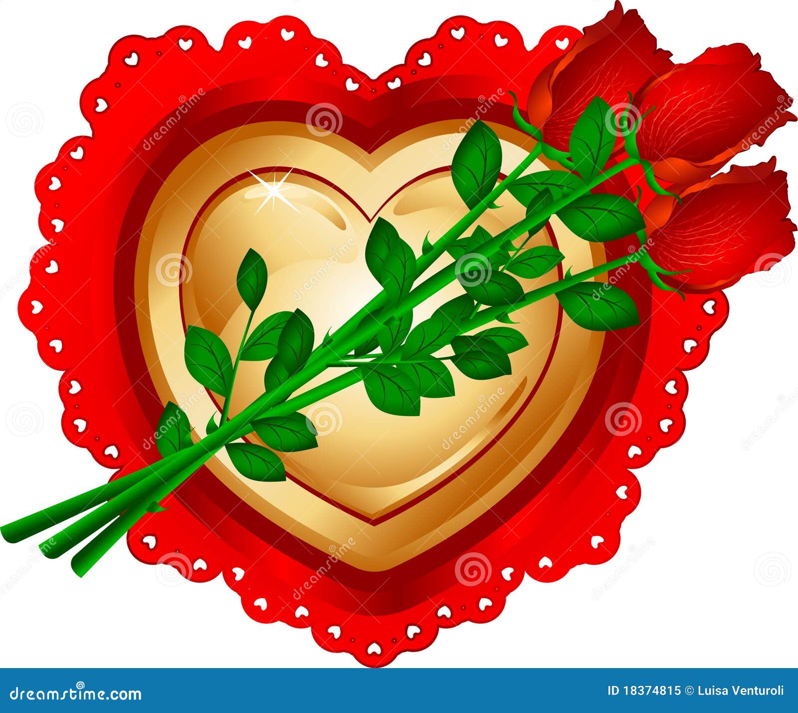 Heart with roses stock illustration. Illustration of lucid - 18374815