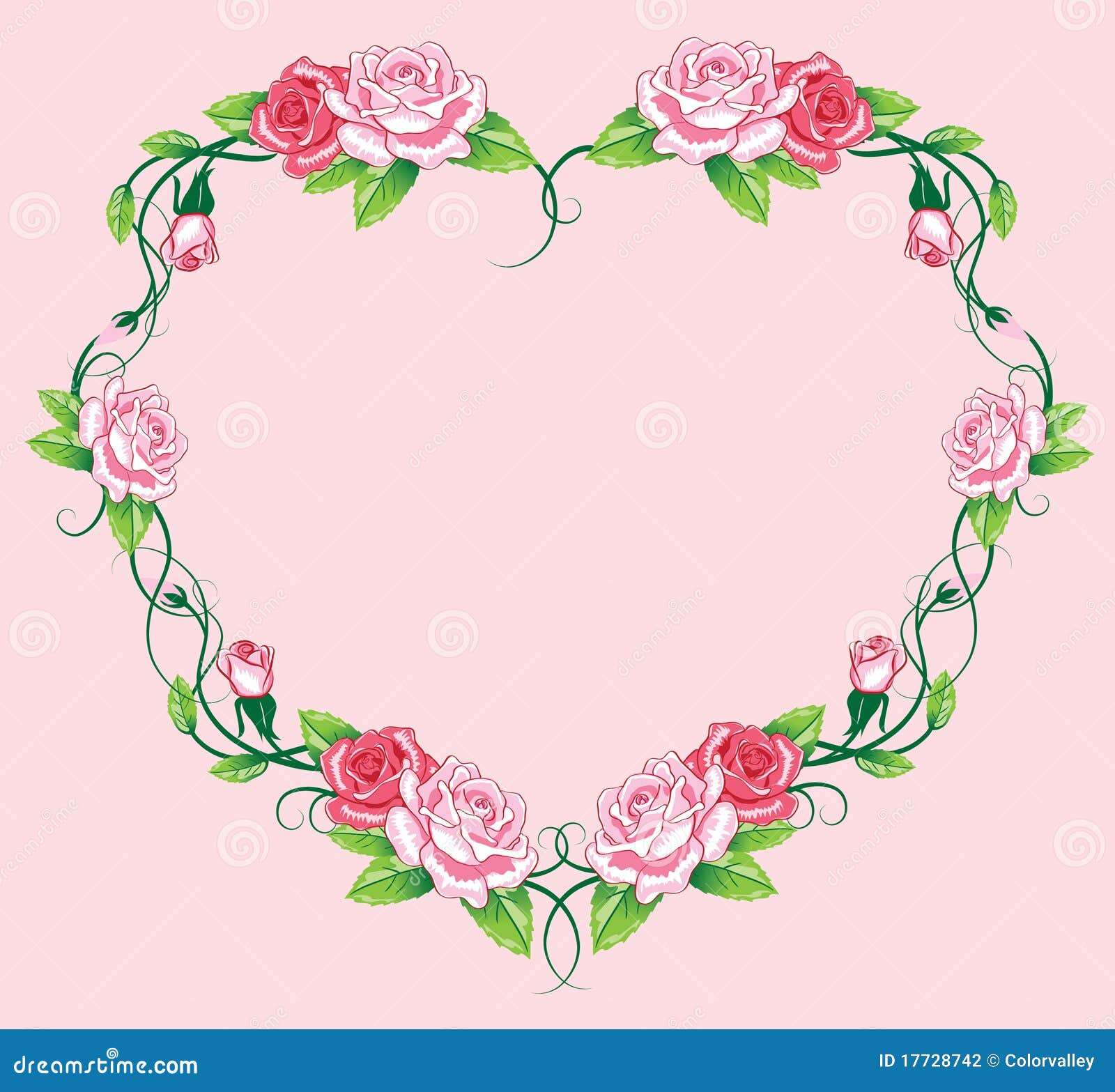 Heart Roses Border. Art Work Stock Vector - Illustration of bouquet ...