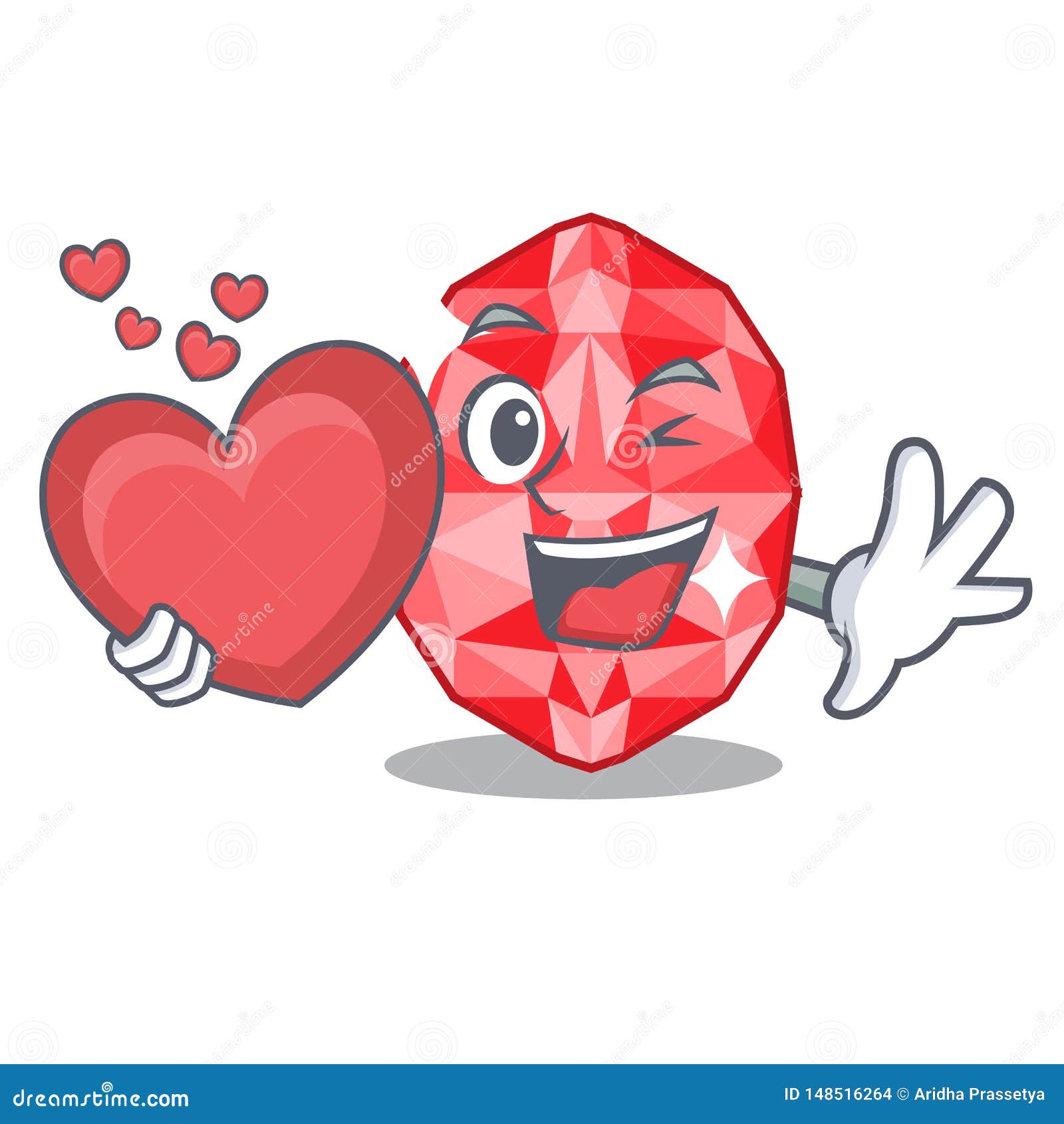 With Heart Ruby Gems Above Cartoon Dressing Table Stock Vector ...