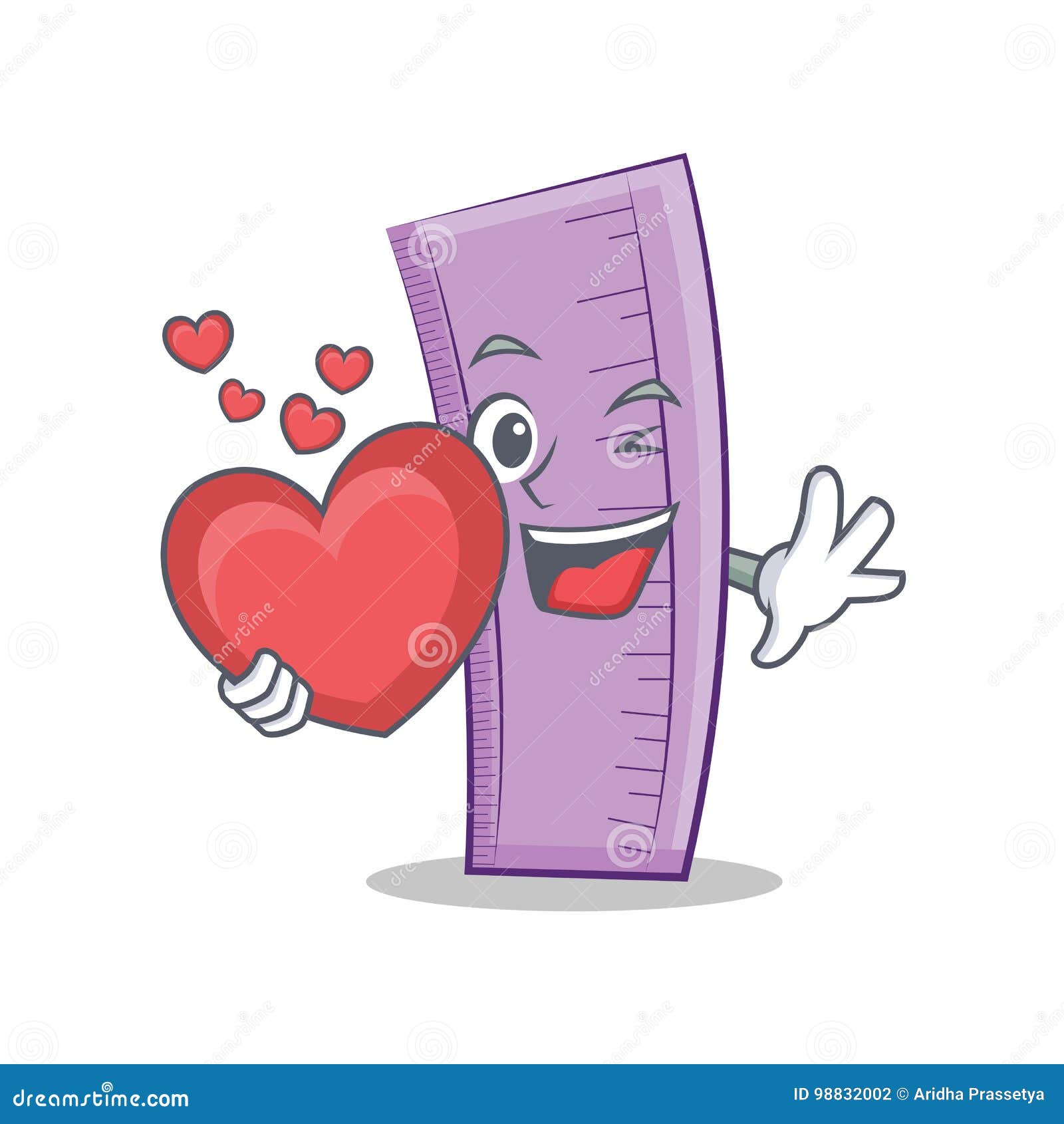 With Heart Ruler Character Cartoon Design Stock Vector - Illustration ...
