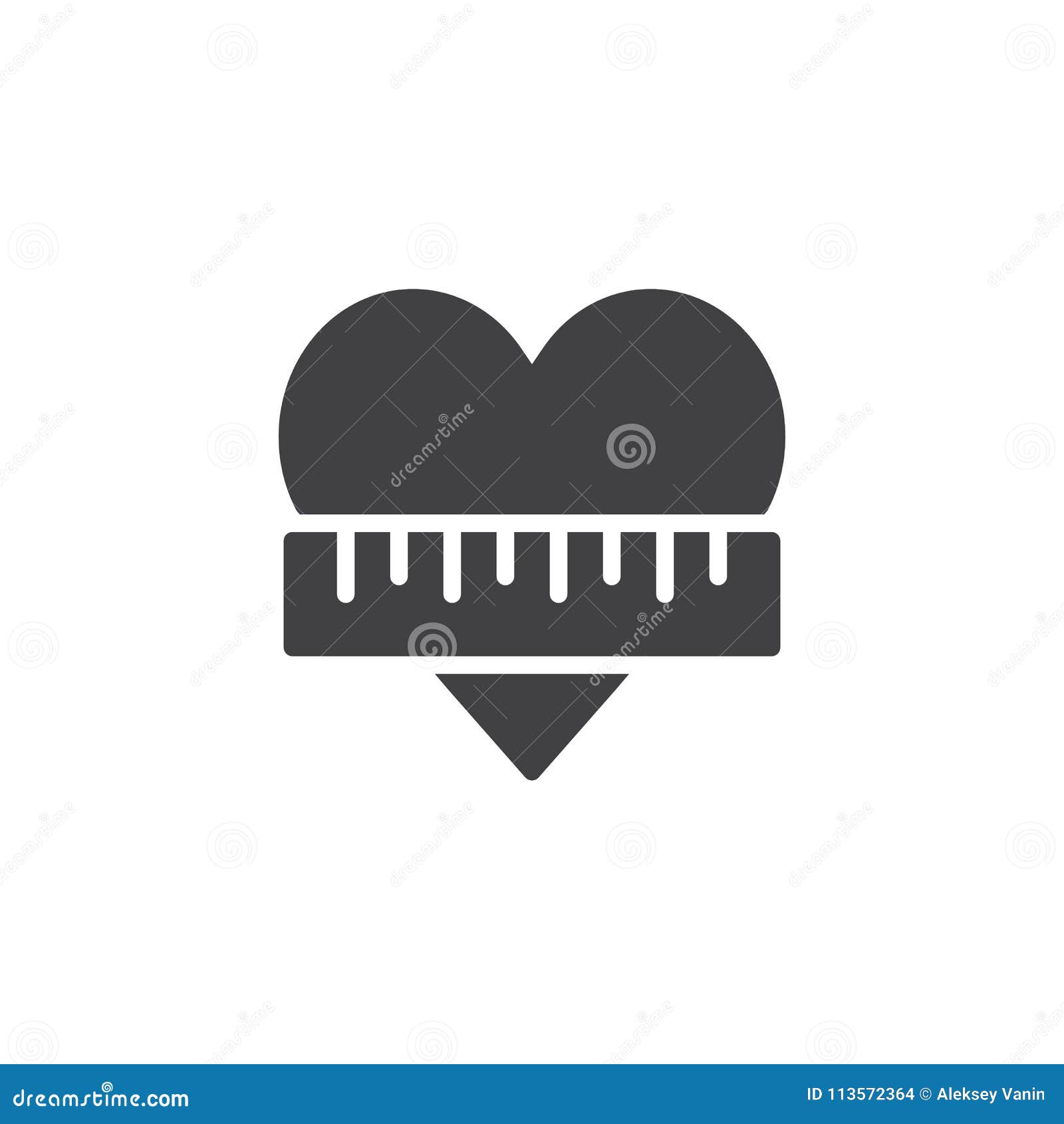 Heart and Ruler Vector Icon Stock Vector - Illustration of glyph, icon ...