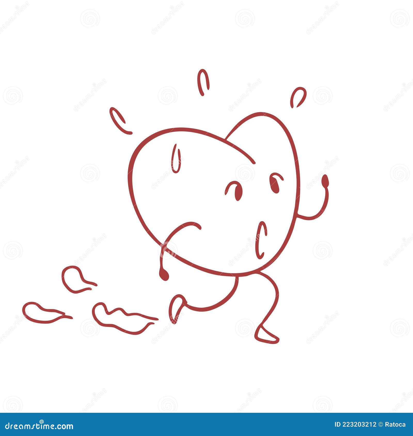 Heart running draw stock vector. Illustration of healthy - 223203212