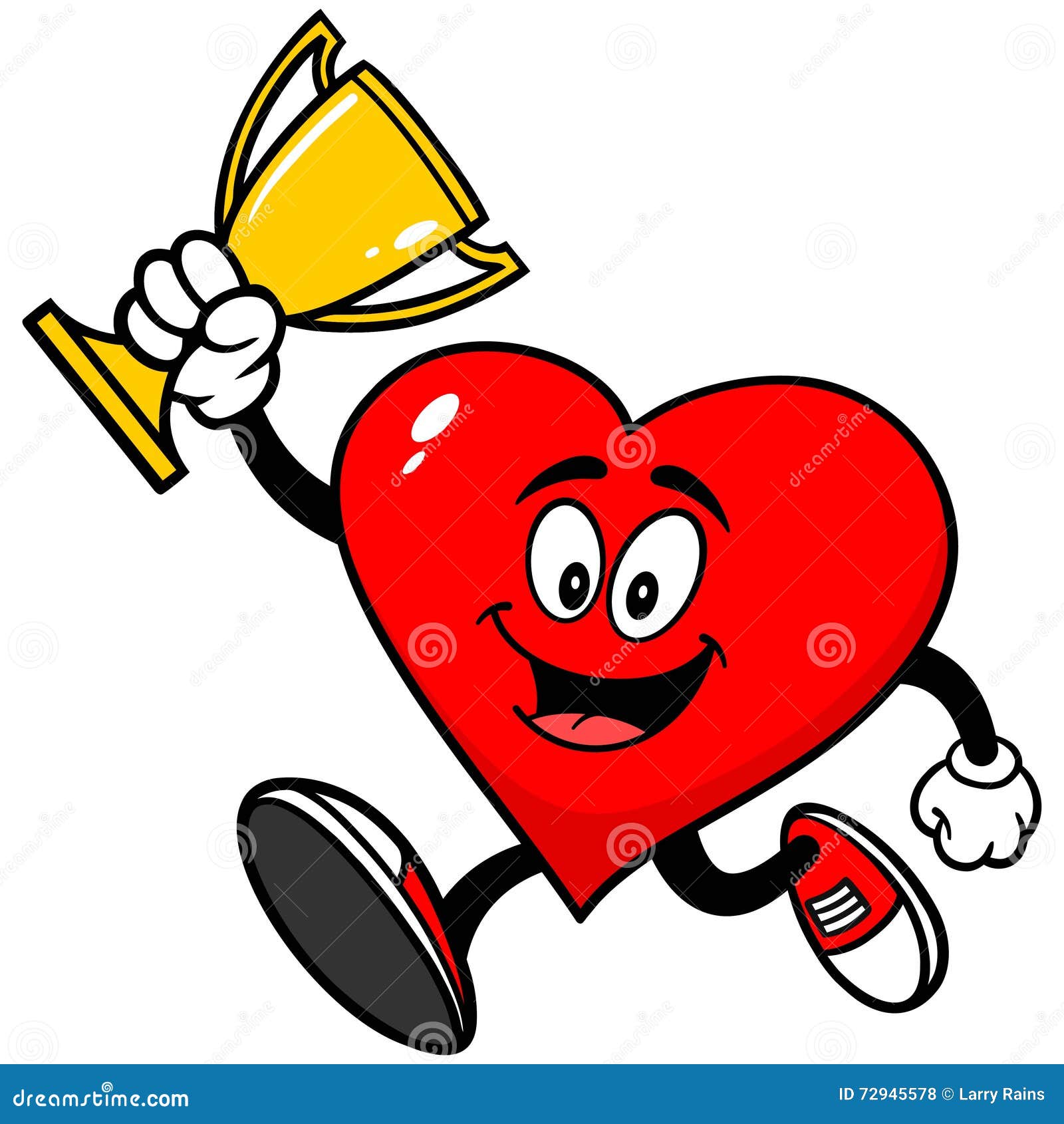 Heart Running with Trophy stock vector. Illustration of happiness ...
