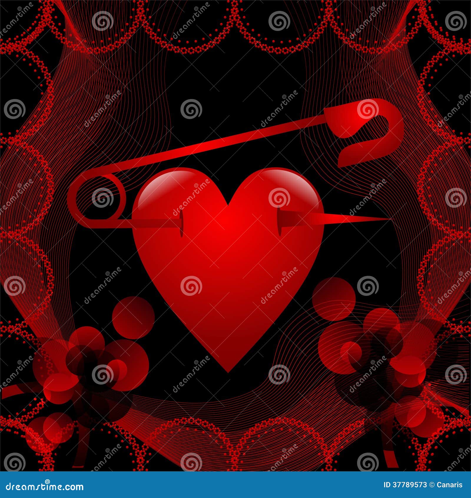 Heart and safety pin stock illustration. Illustration of black - 37789573