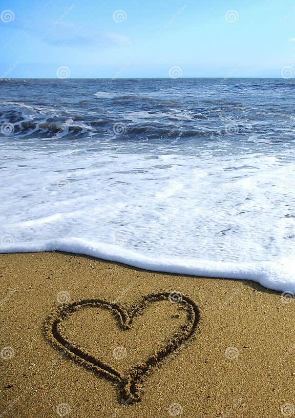 Heart in the sand stock photo. Image of heart, love, waves - 5849704