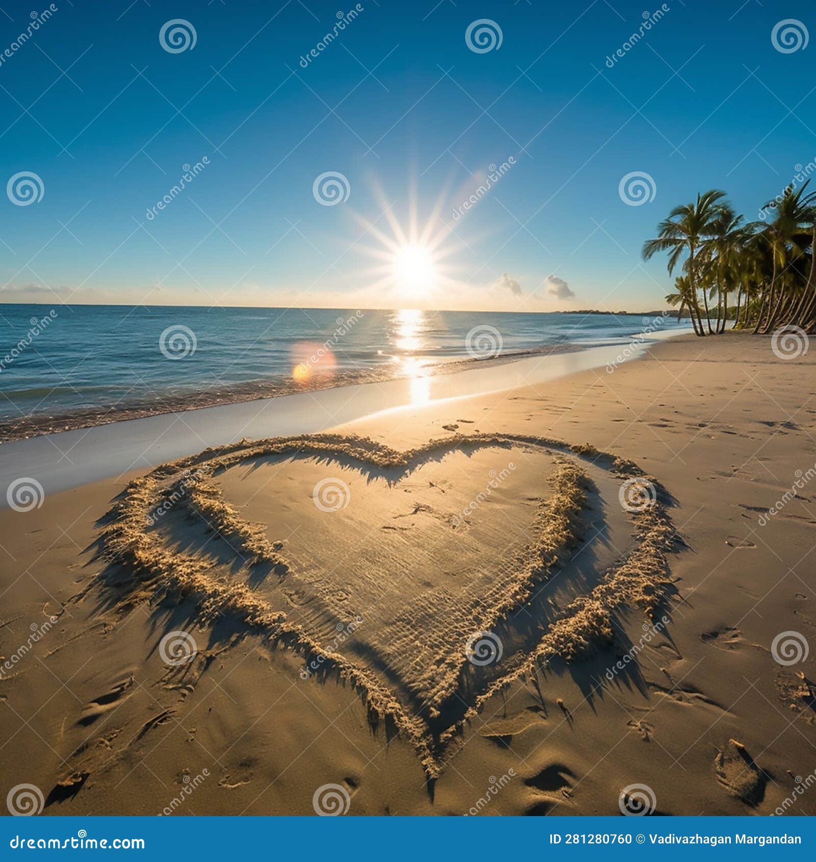 Heart on Sand Beach stock illustration. Illustration of caribbean ...