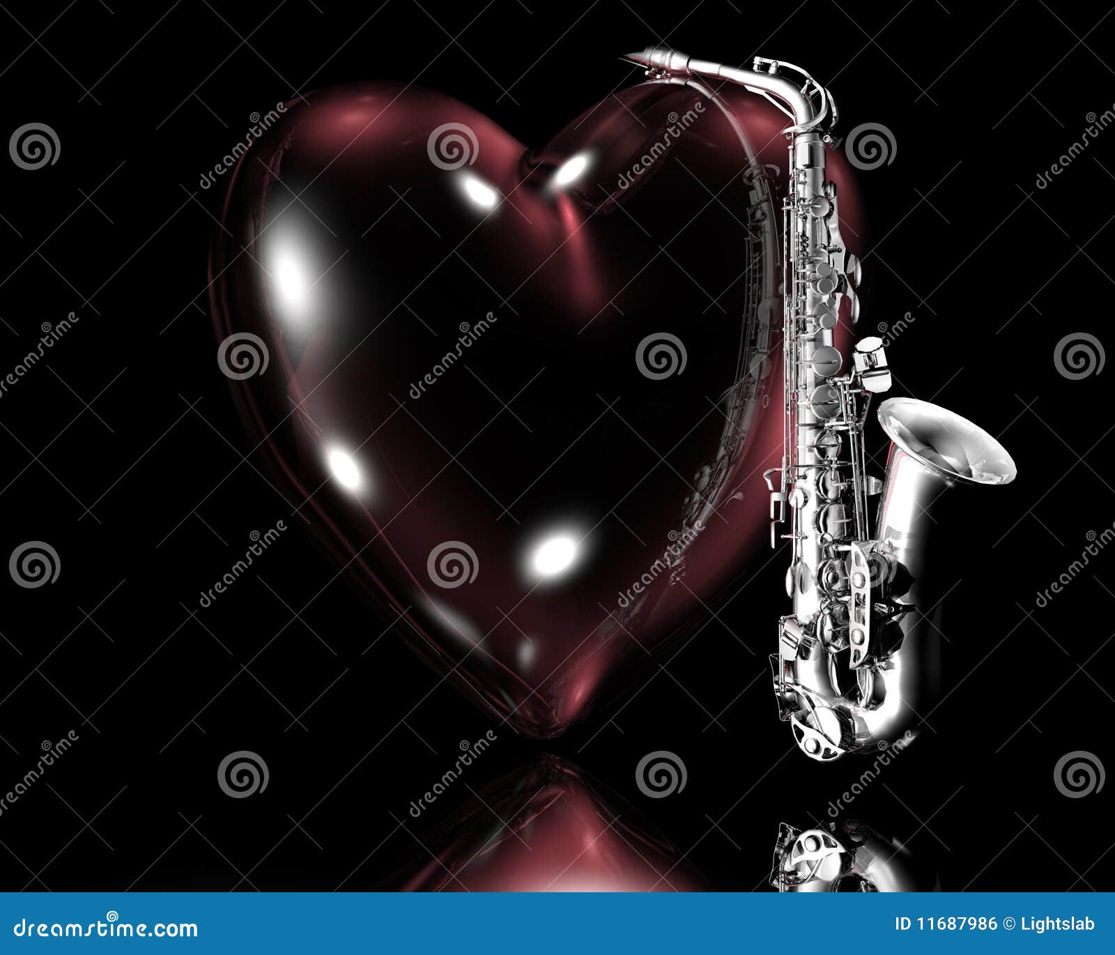Heart and saxaphone stock illustration. Illustration of glass - 11687986