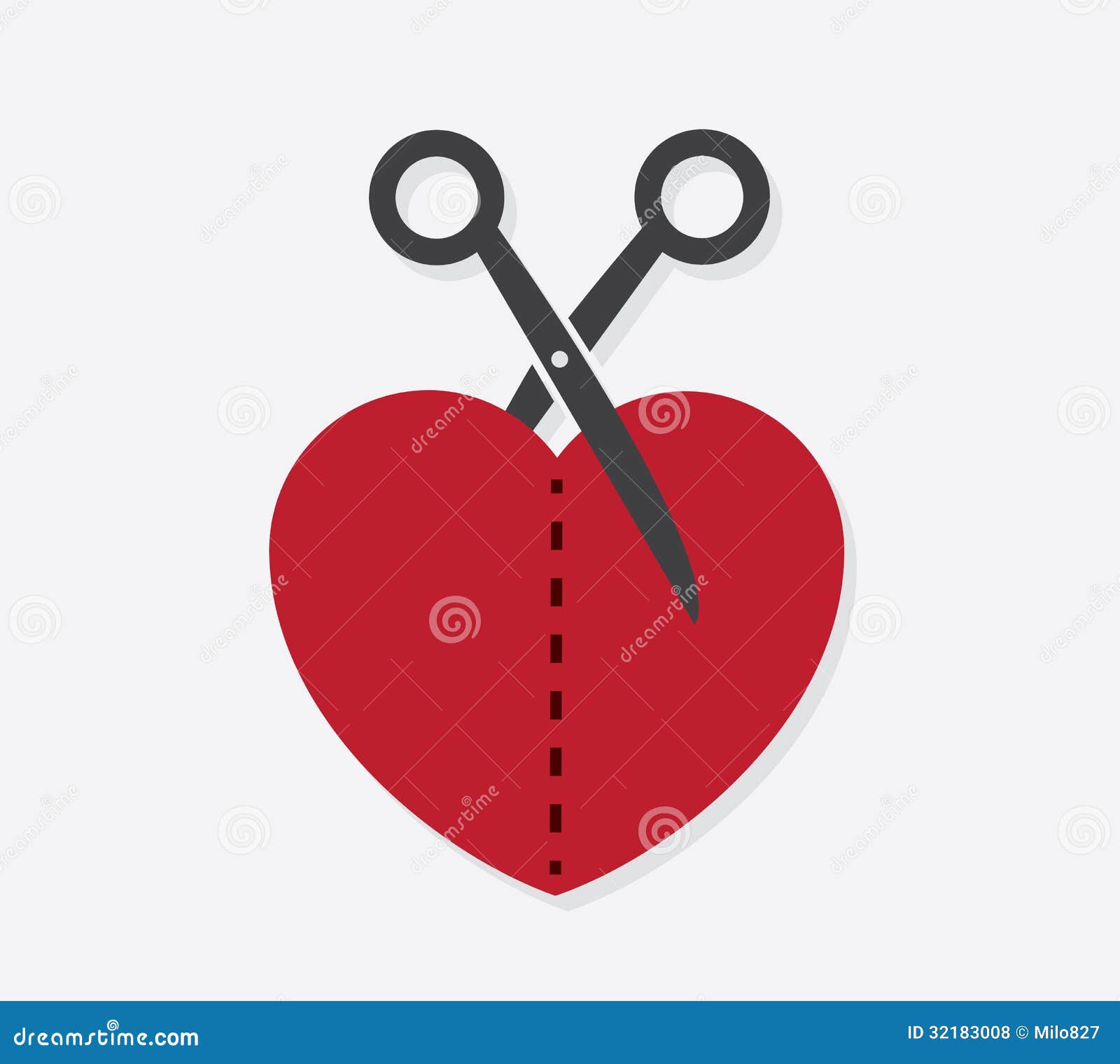 Heart Scissors Half Vector Illustration | CartoonDealer.com #32183008