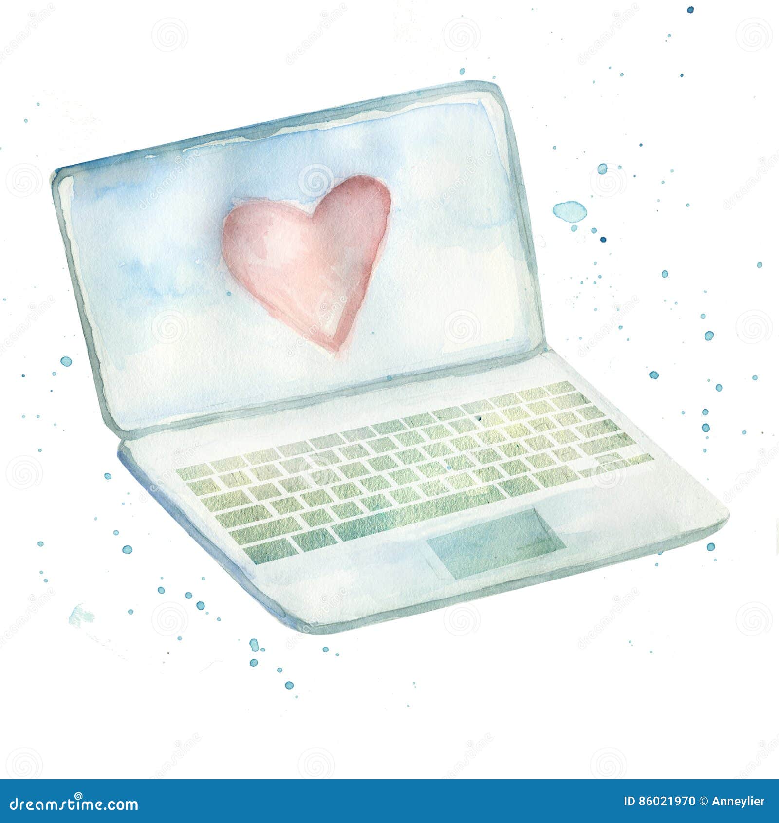 Heart on screen stock illustration. Illustration of nlaptop - 86021970