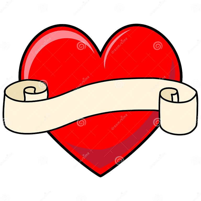 Heart with Scroll stock vector. Illustration of shape - 48877029